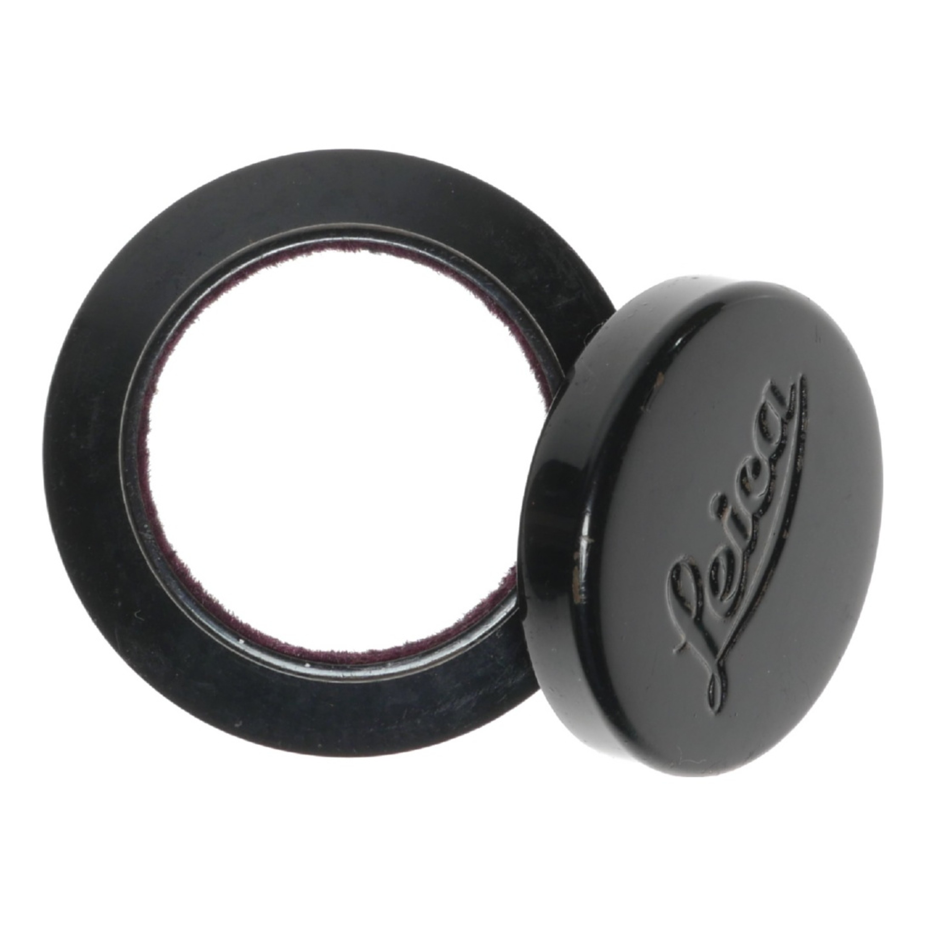 Leica black paint Mountain Elmar 90mm RARE lens hood shade and cap ...