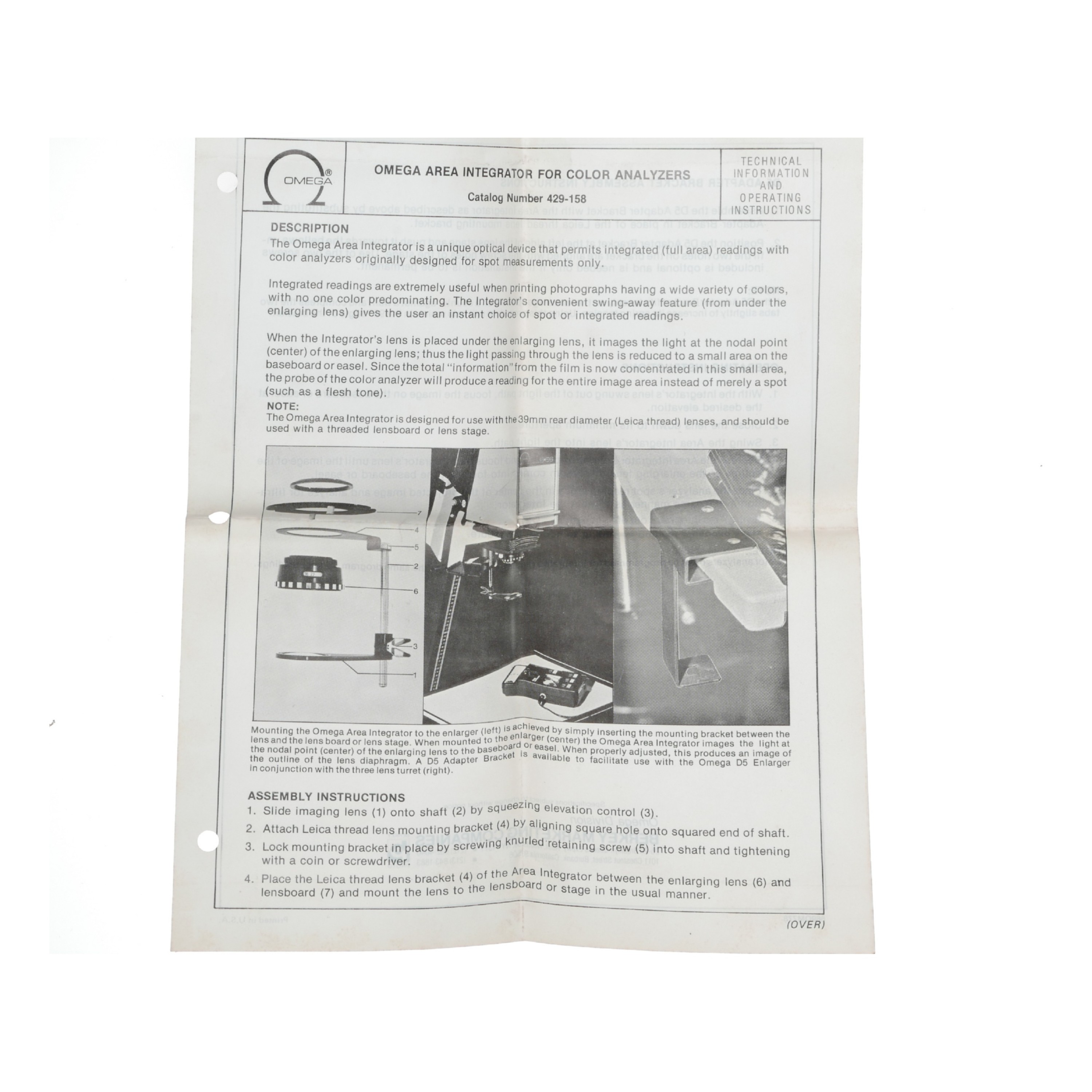 Omega Area Integrator Spot Reading Photography Enlarging 39mm - Vintage ...