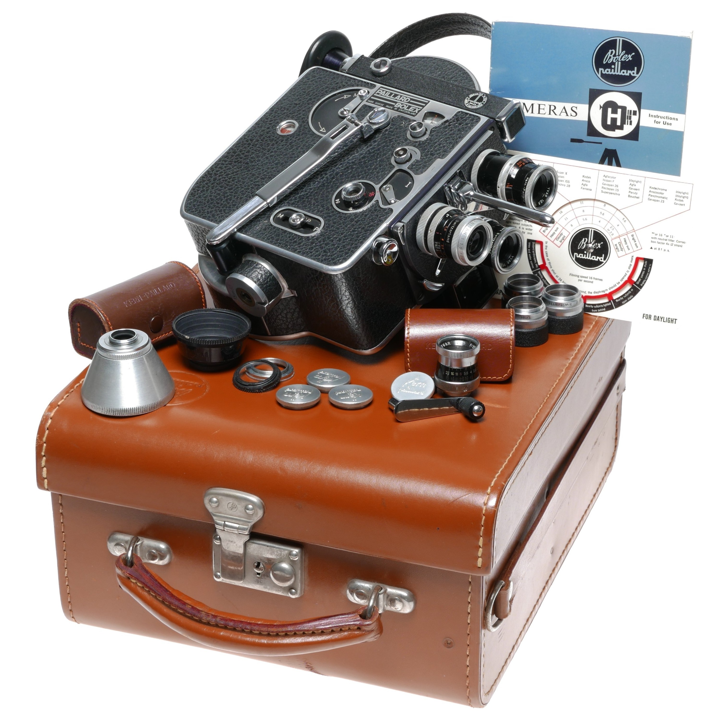 H8 Bolex 8mm film Cine camera 4 Yvar lenses cased manuals - Vintage ...