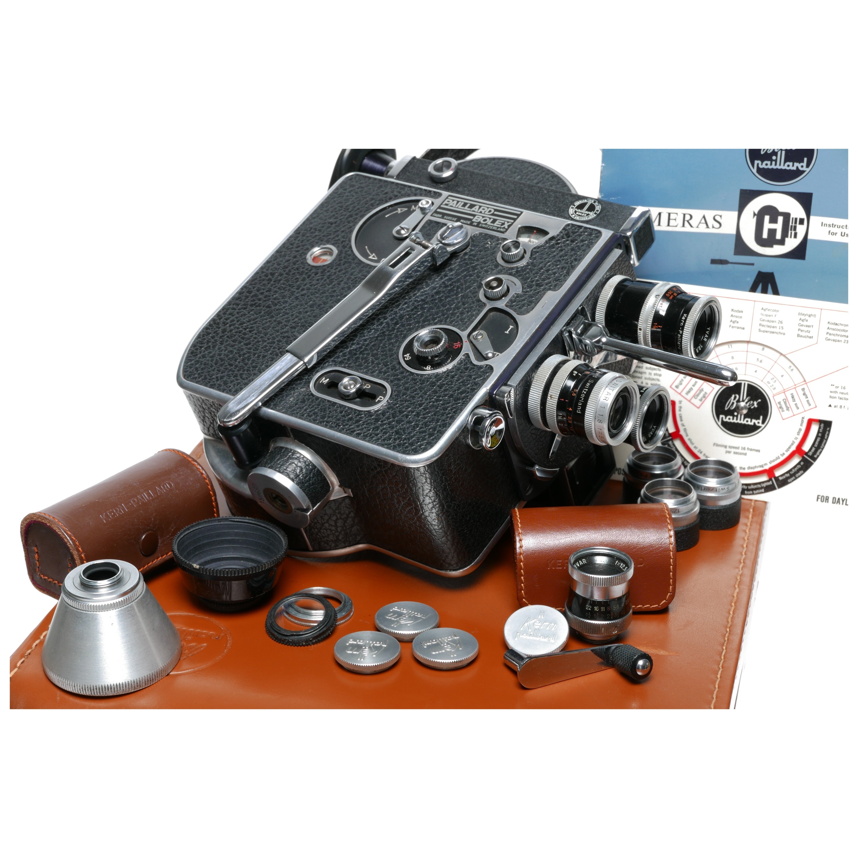 H8 Bolex 8mm film Cine camera 4 Yvar lenses cased manuals - Vintage ...